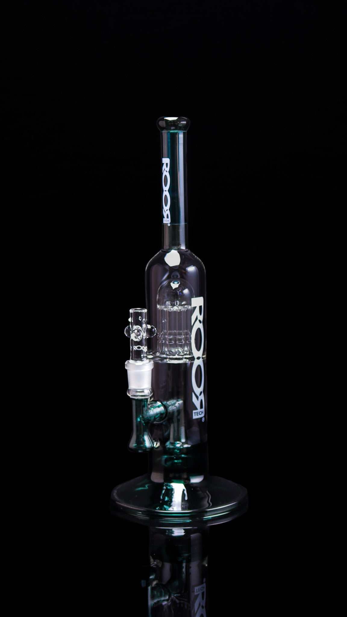 ROOR® Tech Fixed 14” Stemless 10 Arm Perk Bubbler Jade & Smokey Gray