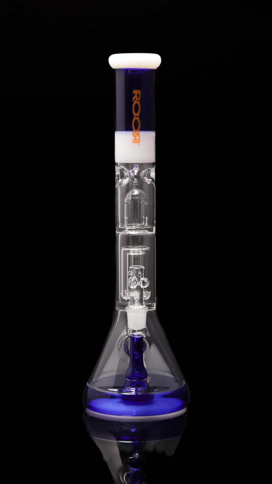 ROOR® Tech Fixed 18" Beaker 50x5mm Barrel Perc Blue & White — ROOR RETAIL